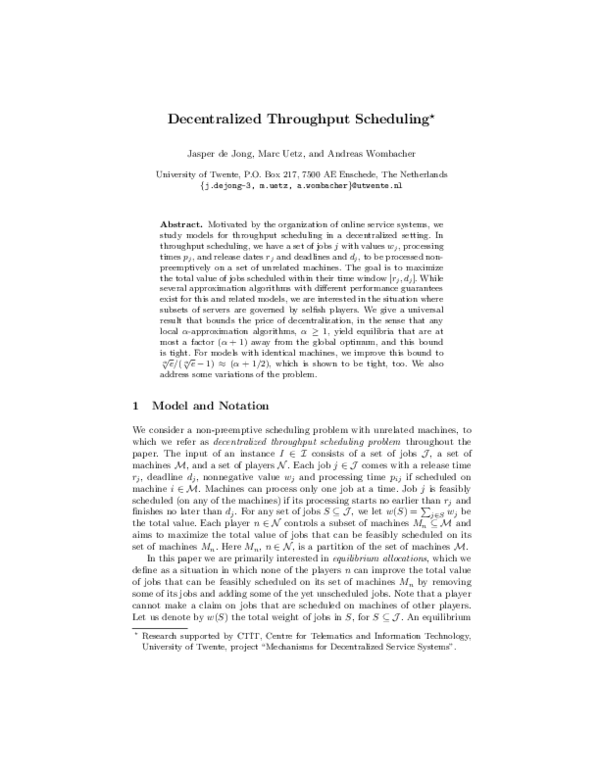 (PDF) Decentralized Throughput Scheduling