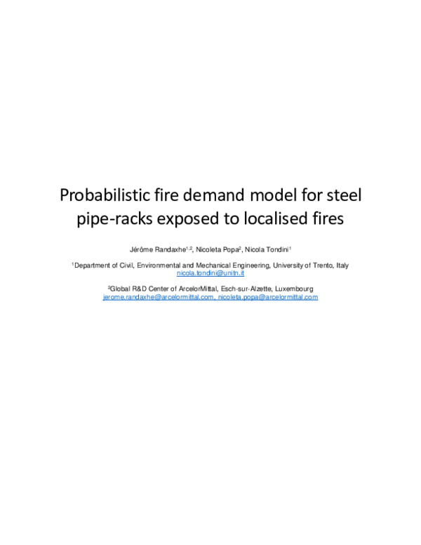 (PDF) Probabilistic fire demand model for steel pipe-racks exposed to ...