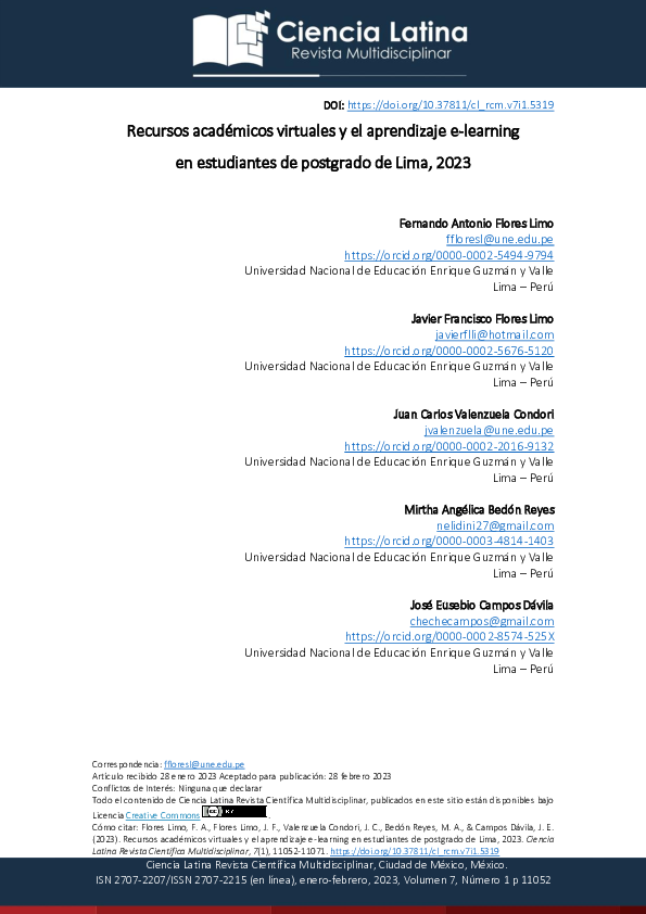 (PDF) Recursos académicos virtuales y el aprendizaje e-learning en ...