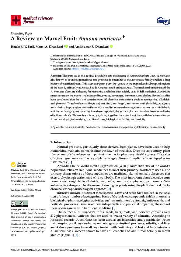 (PDF) A Review on Marvel Fruit: Annona muricata