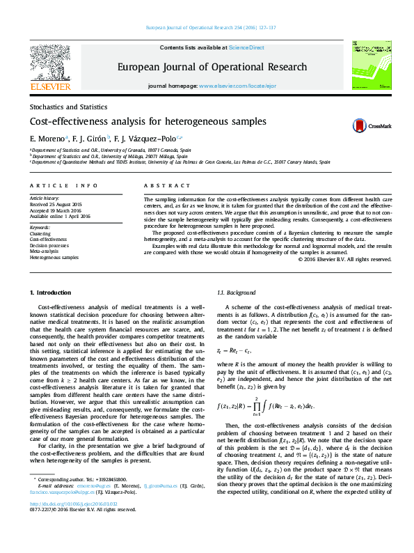 (PDF) Cost-effectiveness analysis for heterogeneous samples