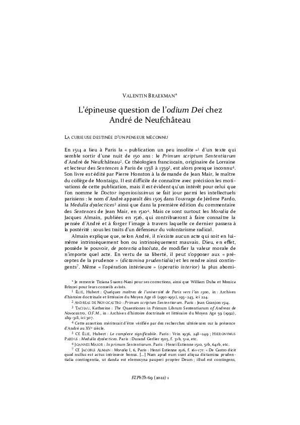 (PDF) L'épineuse question de l'odium Dei chez André de Neufchâteau