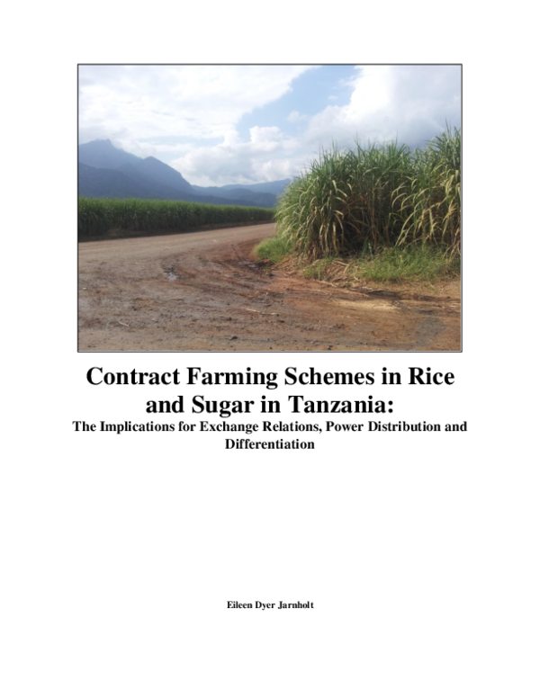 (PDF) Contract Farming Schemes in Rice and Sugar in Tanzania: The ...