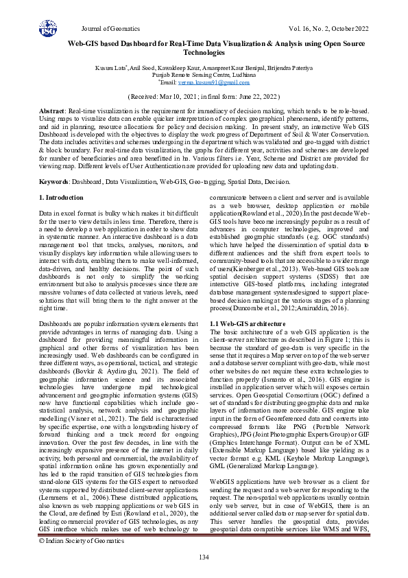 Pdf Web Gis Based Dashboard For Real Time Data Visualization And Analysis Using Open Source