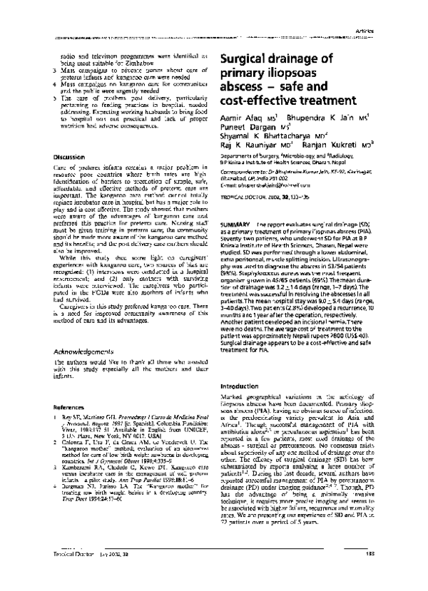 (PDF) Surgical Drainage of Primary Iliopsoas Abscess — Safe and Cost ...