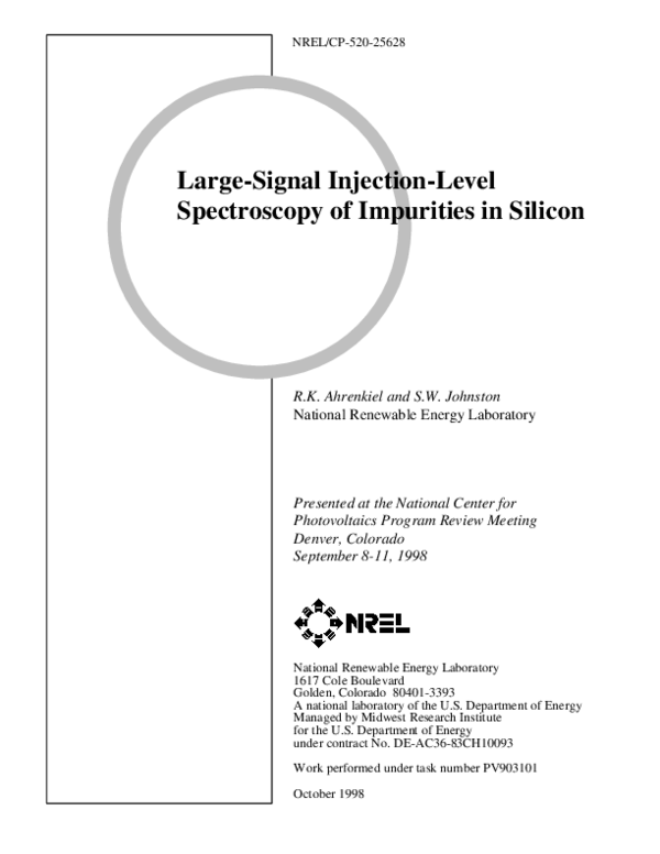 (PDF) Large-signal injection-level spectroscopy of impurities in silicon
