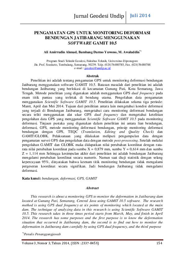 (PDF) Pengamatan GPS Untuk Monitoring Deformasi Bendungan Jatibarang ...