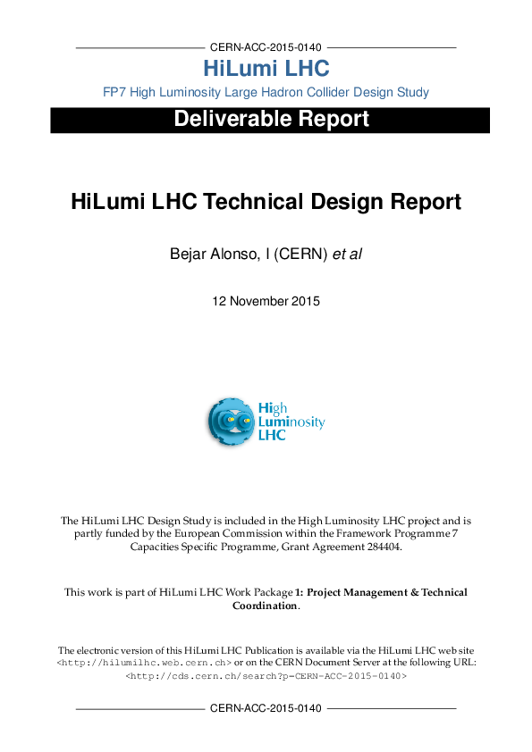 (PDF) HiLumi LHC Technical Design Report : Deliverable: D1.10