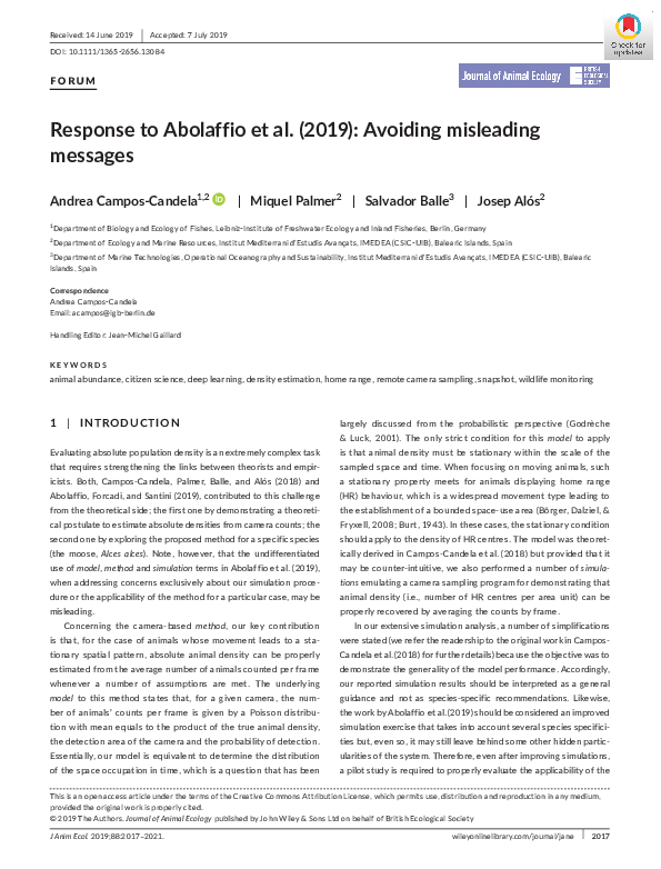 (PDF) Response to Abolaffio et al. (2019): Avoiding misleading messages