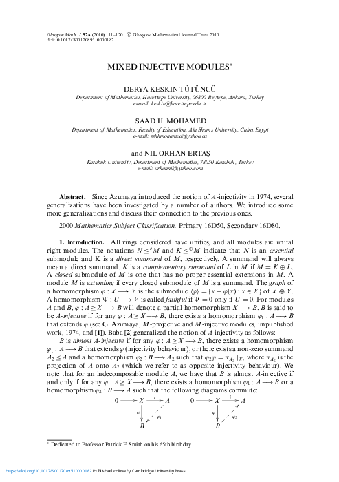 (PDF) Mixed Injective Modules