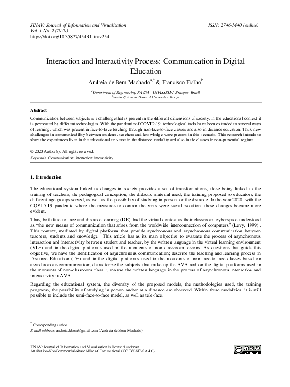 (PDF) Interaction and Interactivity Process: Communication in Digital ...