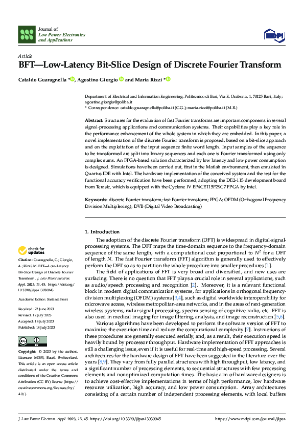 (PDF) BFT—Low-Latency Bit-Slice Design of Discrete Fourier Transform