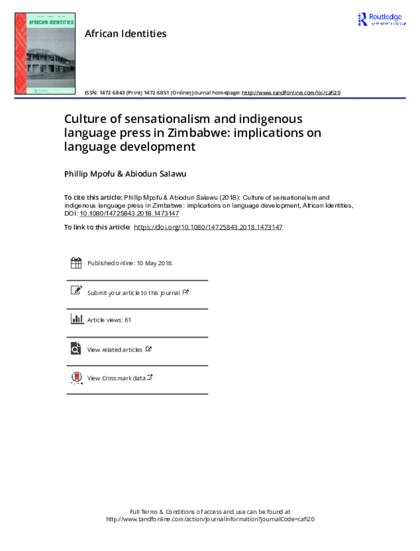 (PDF) Culture of sensationalism and indigenous language press in ...