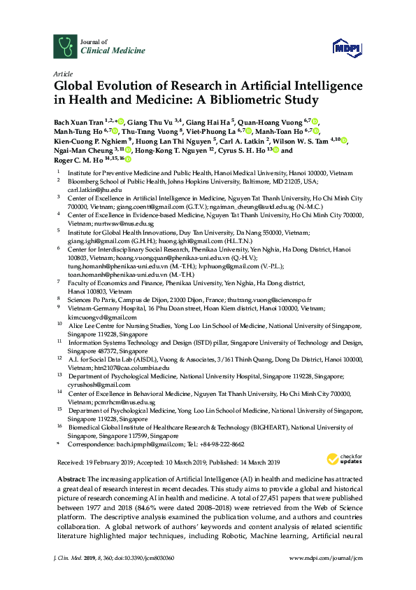 (PDF) Global Evolution of Research in Artificial Intelligence in Health ...