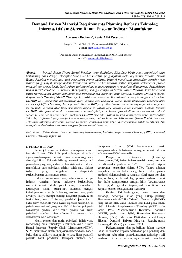 (PDF) Demand Driven Material Requirements Planning Berbasis Teknologi Informasi dalam Sistem ...