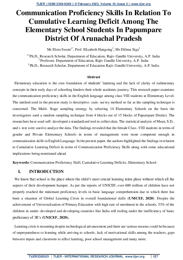 (PDF) Communication Proficiency Skills In Relation To Cumulative Learning Deficit Among The ...