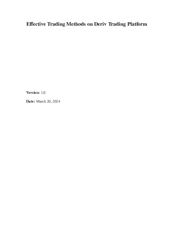 (PDF) Effective Trading Methods on Deriv Trading Platfom