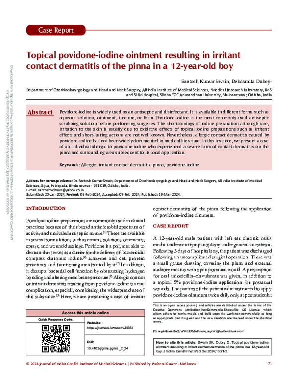 (PDF) Topical povidone-iodine ointment resulting in irritant contact ...