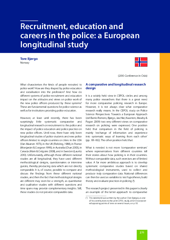 (PDF) Recruitment, Education and Careers in the Police: A!European ...
