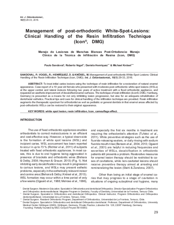 Pdf Management Of Post Orthodontic White Spot Lesions Clinical Handling Of The Resin