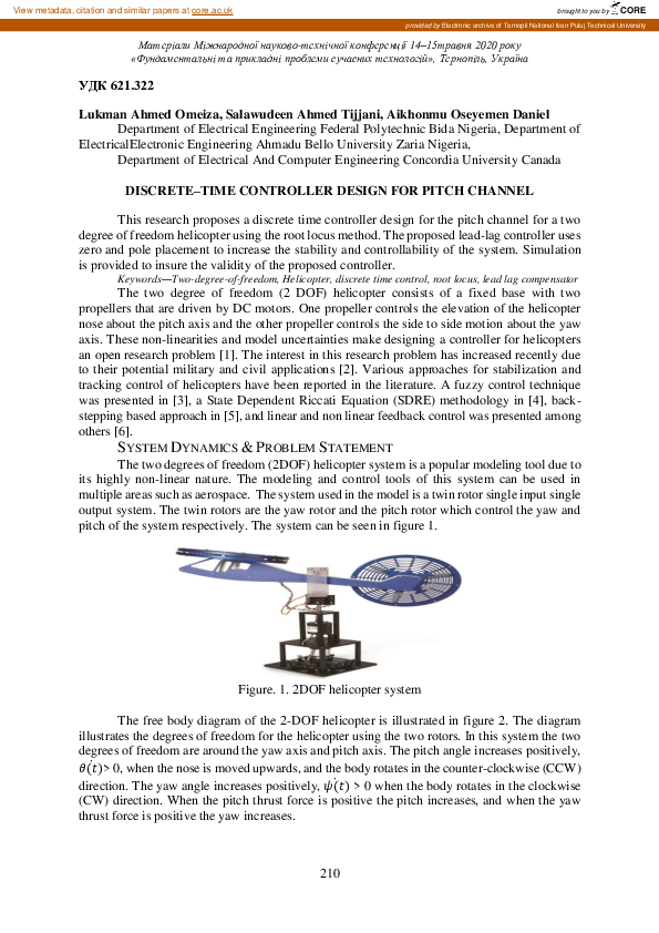 (PDF) Discrete-Time Controller Design for Pitch Channel