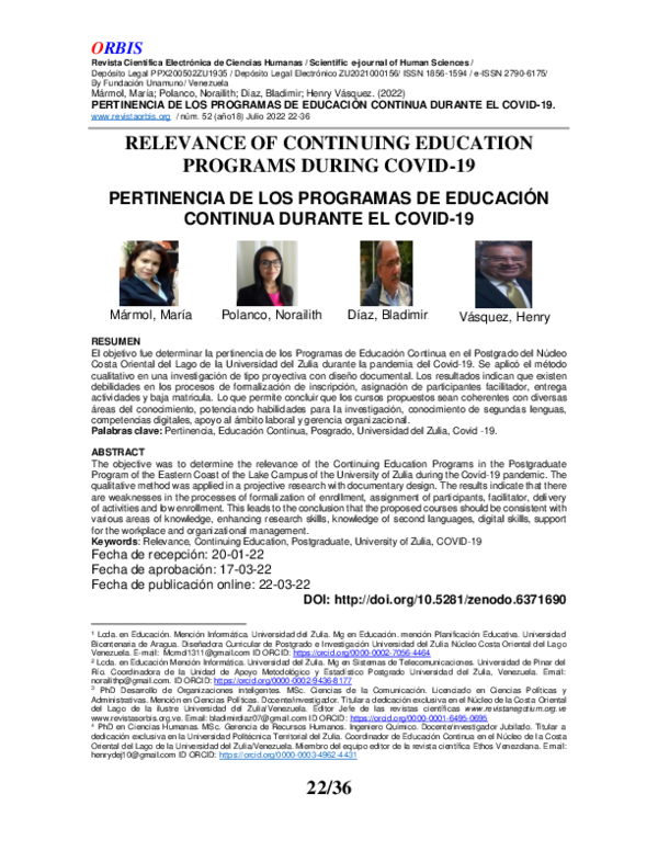 (PDF) Pertinencia De Los Programas De Educación Continua Durante El ...