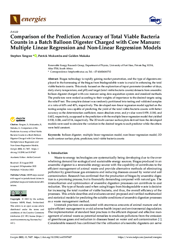(PDF) Comparison of the Prediction Accuracy of Total Viable Bacteria ...