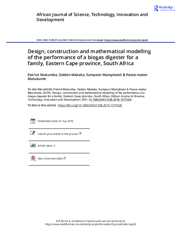 (PDF) Design, construction and mathematical modelling of the ...
