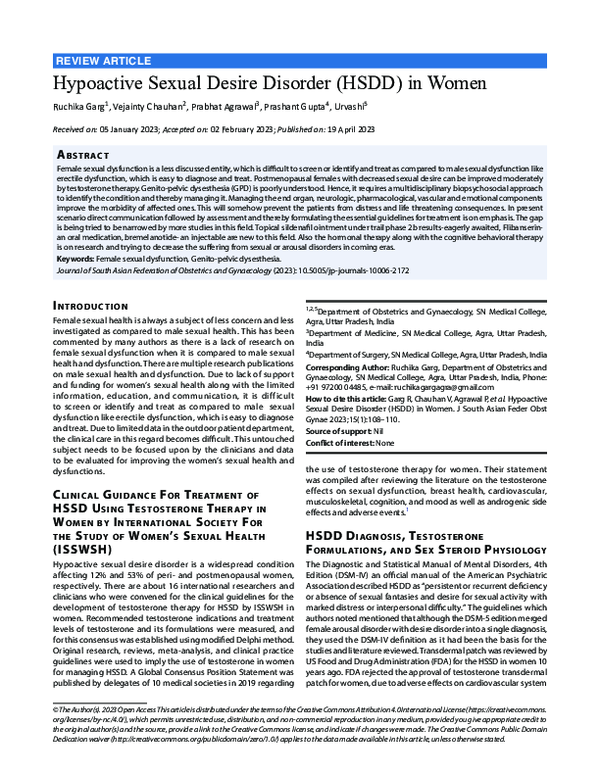 (PDF) Hypoactive Sexual Desire Disorder (HSDD) in Women