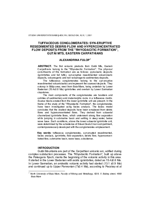 (PDF) Tuffaceous Conglomerates: Syn-Eruptive Resedimented Debris Flow ...