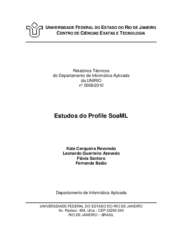 (PDF) Estudos do Profile SoaML | Fernanda Baião - Academia.edu
