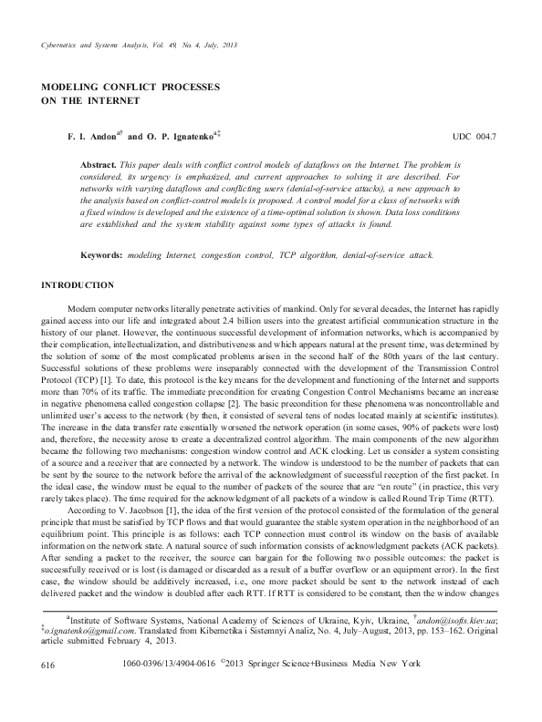 (PDF) Modeling conflict processes on the internet