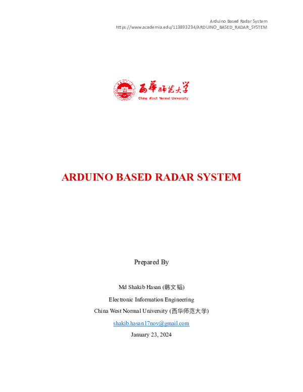 Pdf Arduino Based Radar System