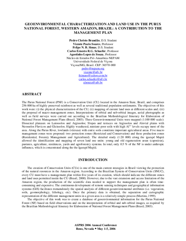 (PDF) Geoenvironmental Characterization and Land Use in the Purus ...