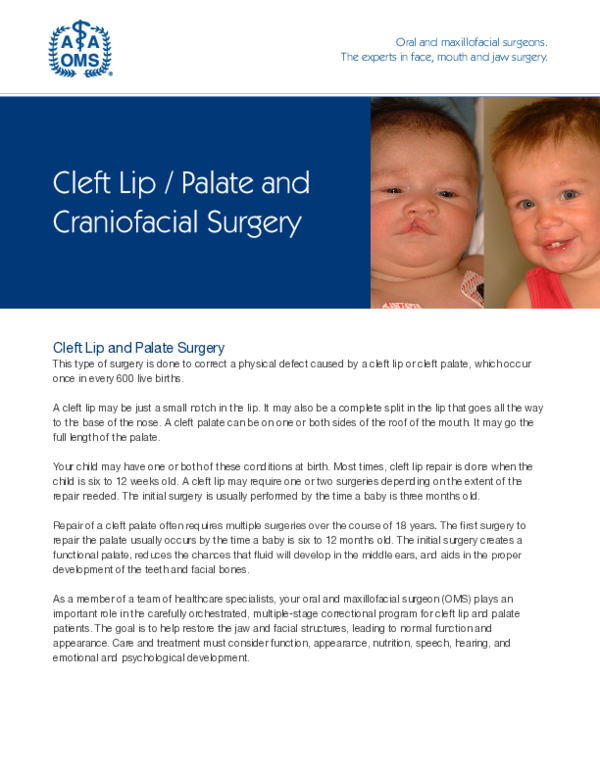 (PDF) Cleft, lip and palate surgery