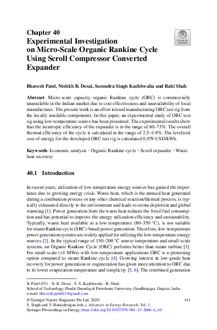 (PDF) Experimental Investigation on Micro-Scale Organic Rankine Cycle Using Scroll Compressor ...