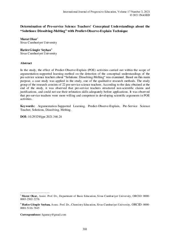 (PDF) Determination of Pre-service Science Teachers' Conceptual ...