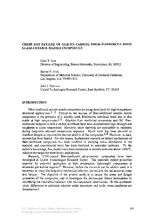 (PDF) Creep and Fatigue of Silicon Carbide Fiber-Reinforced BMAS Glass ...