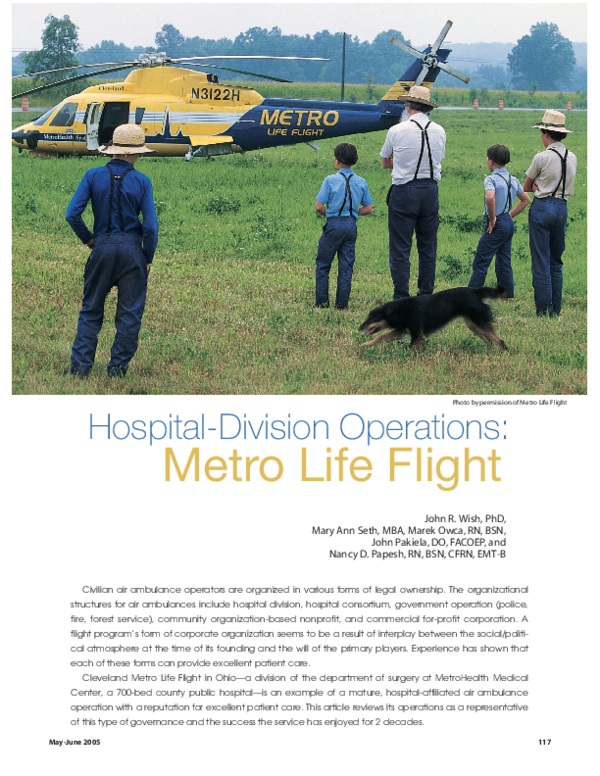 (PDF) Hospital-division operations: Metro life flight