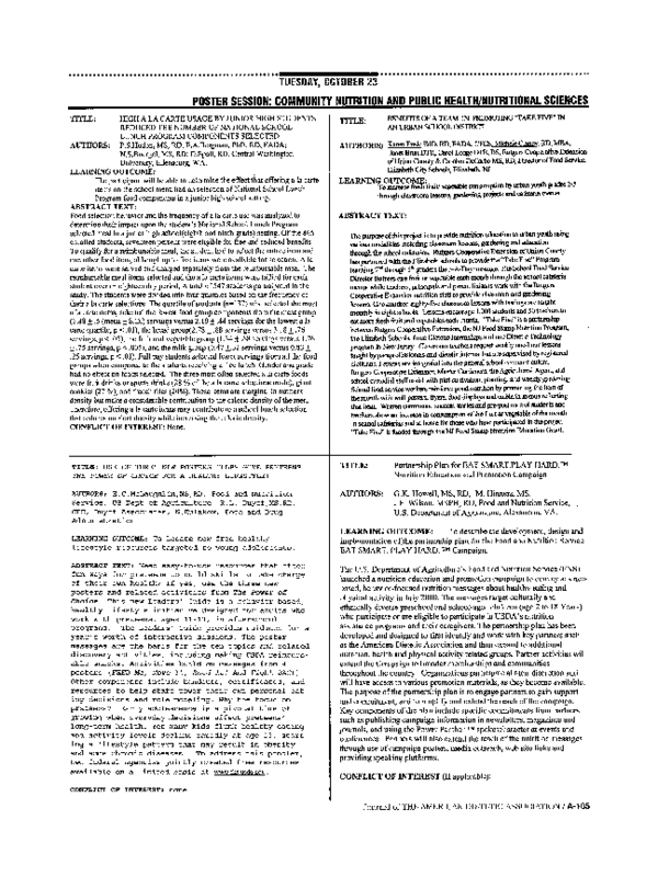 (PDF) High a la carte usage by junior high studentsreduced the number ...
