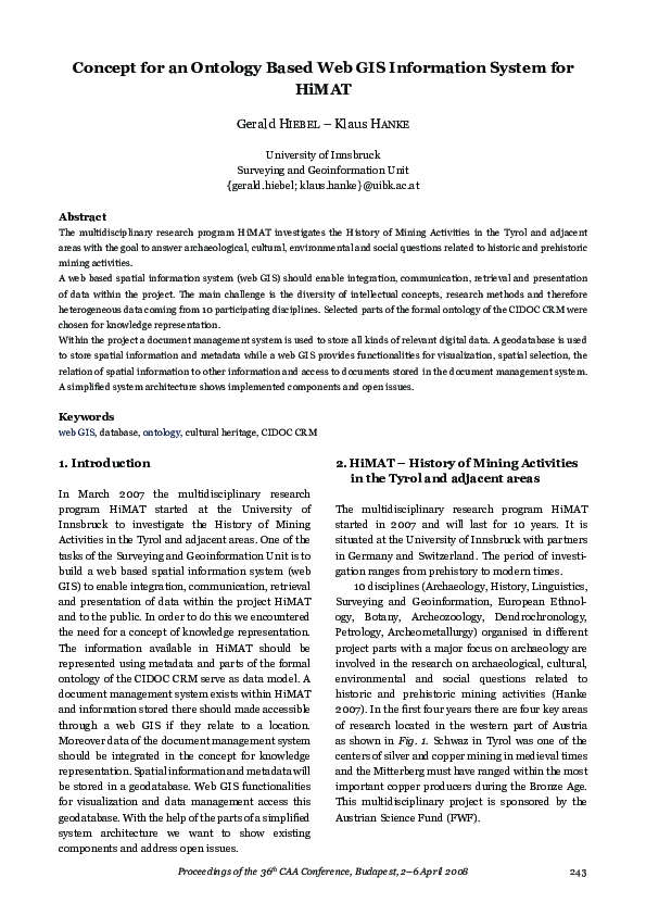 (PDF) Concept for an Ontology Based Web GIS Information System for HiMAT