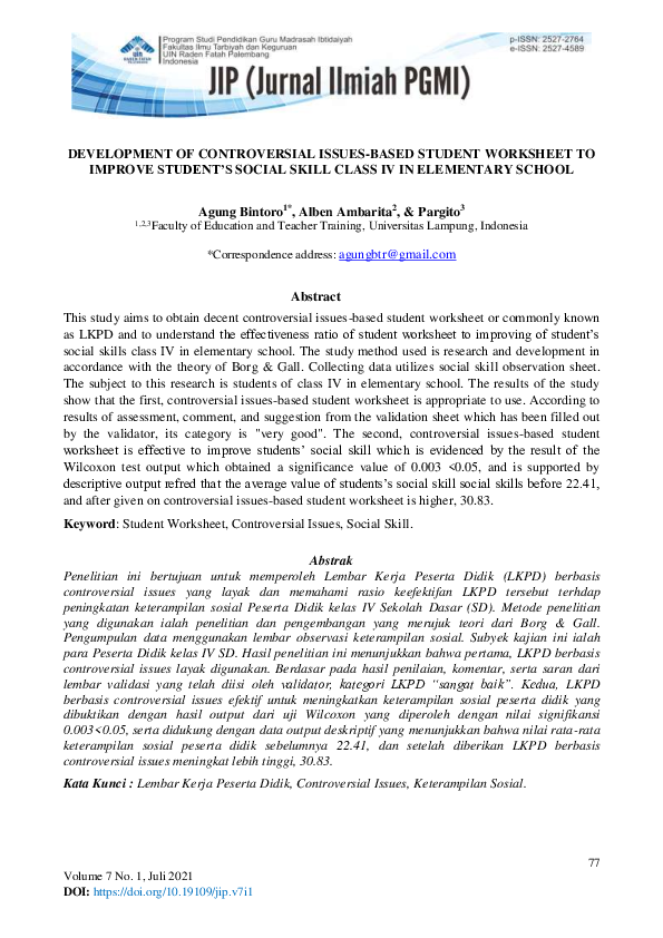(PDF) Development of Controversial Issues-Based Student Worksheet to ...
