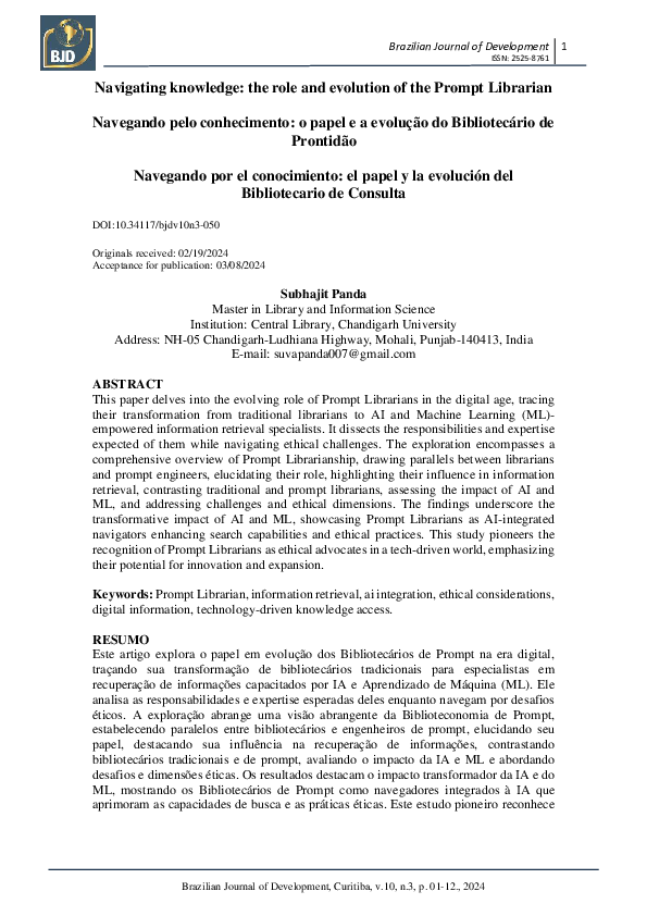 (PDF) Navigating knowledge: the role and evolution of the Prompt Librarian