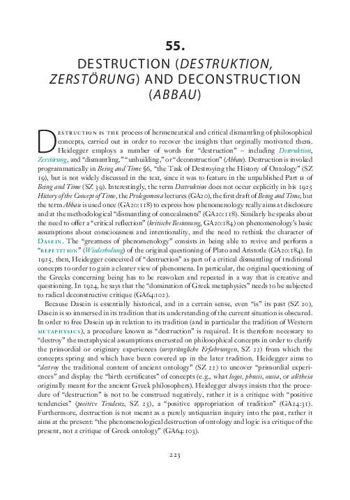 (PDF) Destruction (Destruktion, Zerstörung) and Deconstruction (Abbau)
