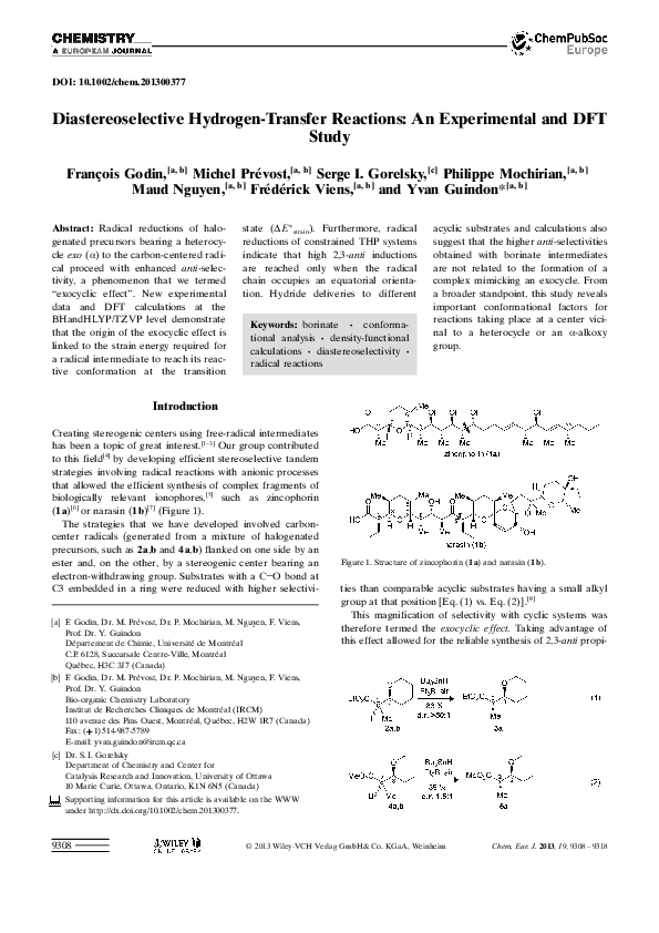 (PDF) Diastereoselective Hydrogen‐Transfer Reactions: An Experimental ...