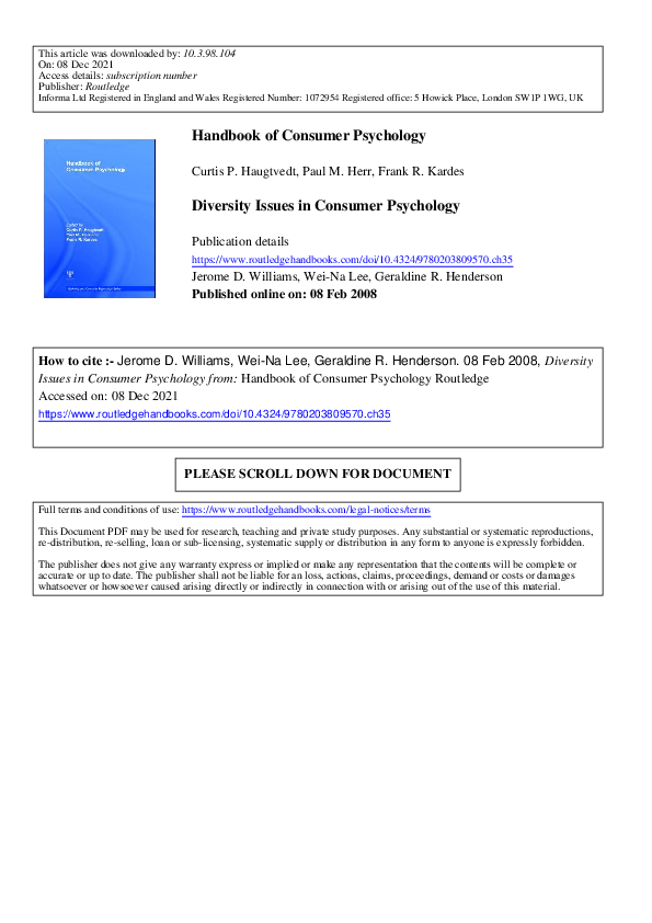 (PDF) Handbook of Consumer Psychology