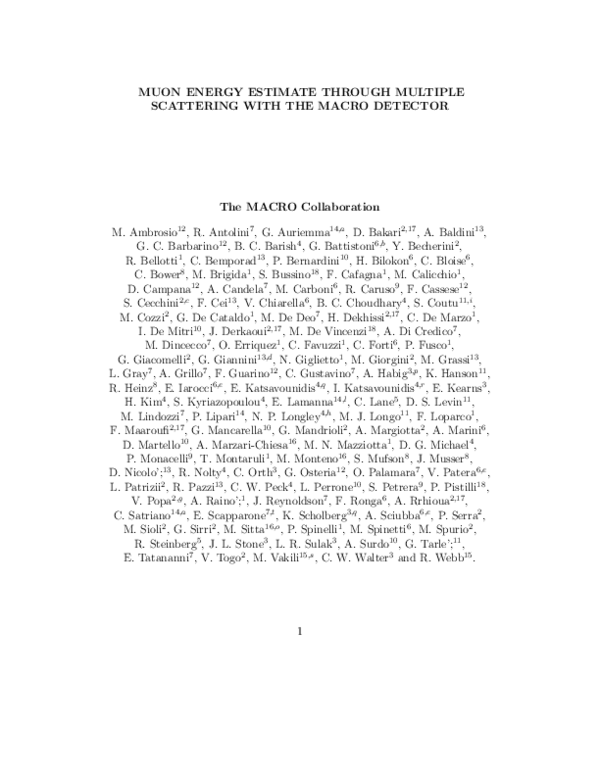 (PDF) Muon energy estimate through multiple scattering with the MACRO ...