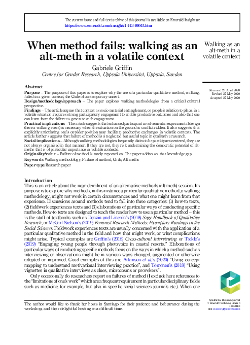 (PDF) When method fails: walking as an alt-meth in a volatile context