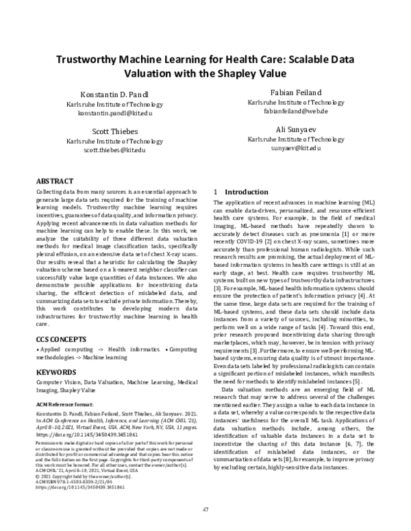 (PDF) Trustworthy machine learning for health care