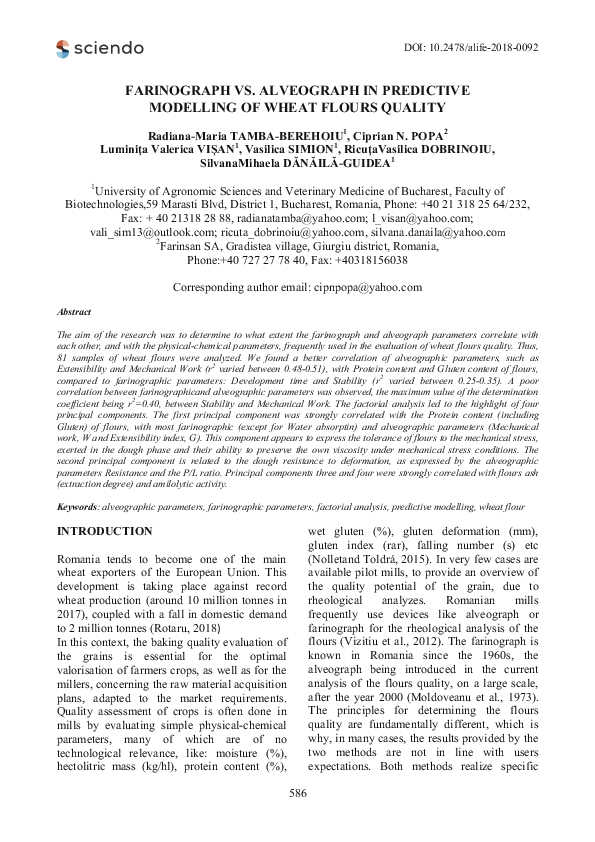 (PDF) Farinograph Vs. Alveograph in Predictive Modelling of Wheat ...